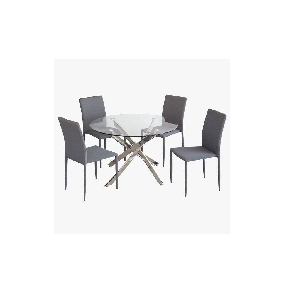 Mesa Redonda con Tapa de Cristal y Estructura Metálica Pata Cromada ...